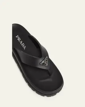 Prada Rubber Thong Slide Sandals - Nero