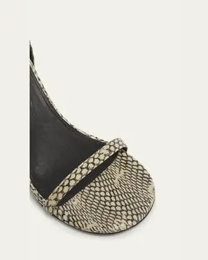 Jacquemus The Bisou Snake-embossed Sandals - Beige