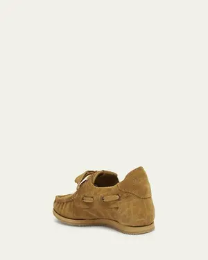 Jacquemus Moc-toe Croc-embossed Suede Boat Shoes - Camel