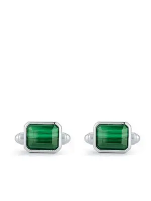 Mateo Malachite Cufflinks - Silver