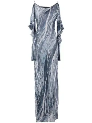 Roberto Cavalli Marble-pattern Maxi Dress