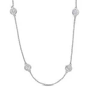 JULIANNA B. Lab-grown Diamond Station Necklace In 14k - White Gold