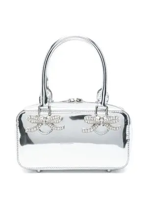 SELF-PORTRAIT Mini Leather Tote - Silver