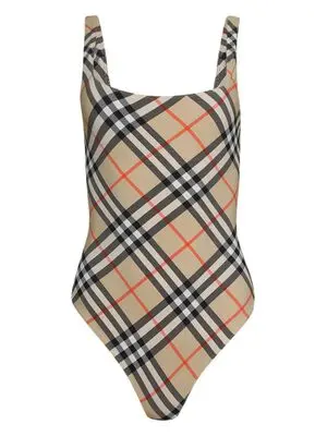 Burberry Checked One-piece Swimsuit - Neutrals