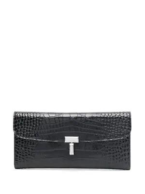 TOTEME T-lock Crocodile-embossed Wallet - Black