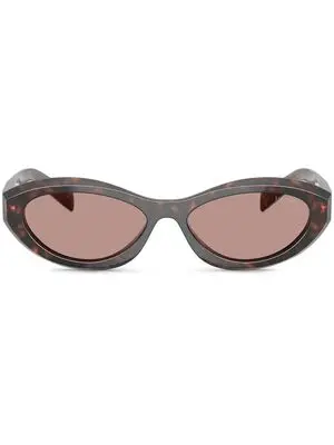 Prada Tortoiseshell-effect Oval Sunglasses - Brown