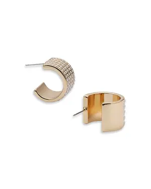 KENNETH JAY LANE Imitation Pearl Multirow Huggie Hoop Earrings - Gold