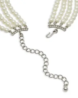 KENNETH JAY LANE Stone & Halo Imitation Multi Strand Choker Necklace - Silvrt