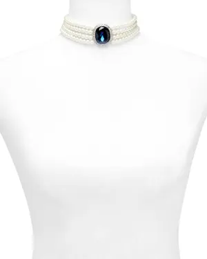 KENNETH JAY LANE Stone & Halo Imitation Multi Strand Choker Necklace, 12-16