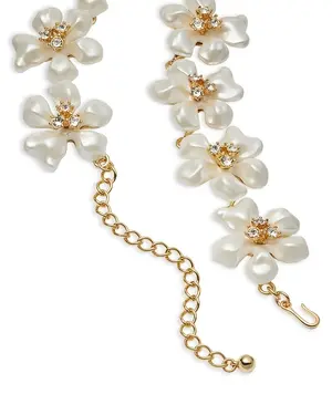 KENNETH JAY LANE Imitation Pearl And Crystal Flower Necklace - White/gold