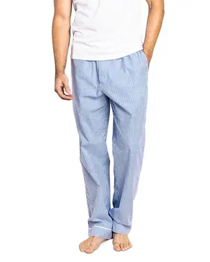 PETITE PLUME Cotton Twill Stripe Pajama Pants - French Blue Stripe