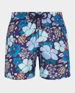 Vilebrequin Vilebrequin Floral Turtle Print Swim Shorts - Late Night
