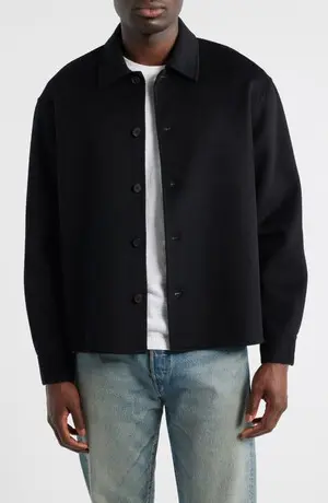 FRAME Double Face Wool Shirt Jacket - Black