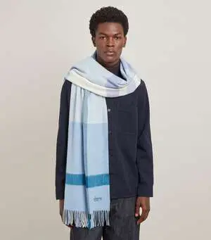 Mulberry Large Merino Wool Check Scarf - Neutral