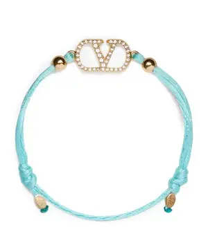 Valentino Garavani Crystal VLogo Signature Bracelet Turquoise