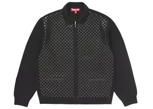 Supreme Woven Leather Zip Up Cardigan Fw24 - Black