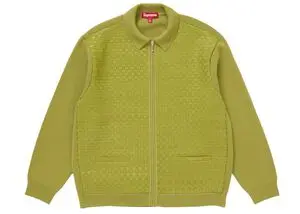 Supreme Woven Leather Zip Up Cardigan - Green