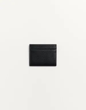 Valentino Garavani Rockstud Grainy Calfskin Cardholder - Black
