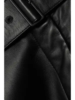 JOSEPH Taja Belted Cropped Leather Wide-leg Pants