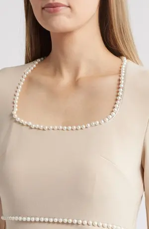 NIKKI LUND Faux Pearl Trimmed Dress - Ivory