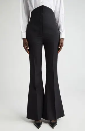 Alexander McQueen Foldover Waist Flare Leg Trousers