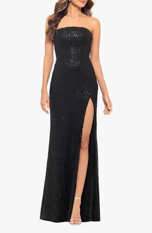 BLONDIE NITES Sequin Strapless Corset Gown