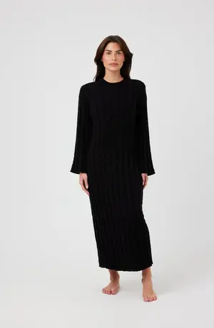 BY TESS COLLECTION Lannie Cable Knit Maxi Dress - Black