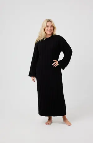 BY TESS COLLECTION Lannie Cable Knit Maxi Dress - Black