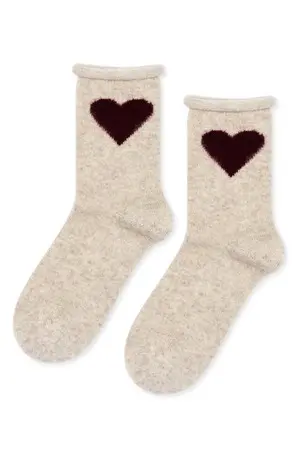Hansel From Basel Love Cashmere Blend Crew Socks - Beige