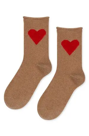 Hansel From Basel Hansel From Basel Love Cashmere Blend Crew Socks Camel