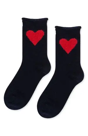 Hansel From Basel Love Cashmere Blend Crew Socks - Navy