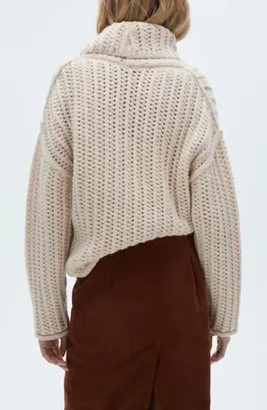 Mango Openwork Turtleneck Sweater