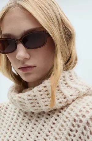 Mango Openwork Turtleneck Sweater