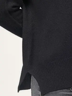 ALLUDE Ribbed Crew Neck Sweater - Black