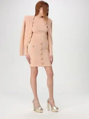 Balmain Button-detailed Knit Skirt - Pink
