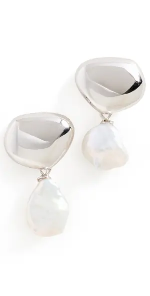Shashi Silver Pearl Drop Earrings - Silver/pearl