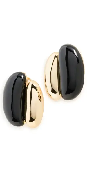Shashi Una Earrings - Noir/gold