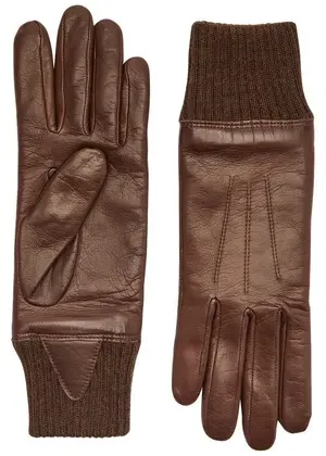 AGNELLE Judith Leather Gloves - Brown