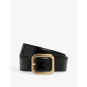 REISS Oval-buckle Suede Belt - Black