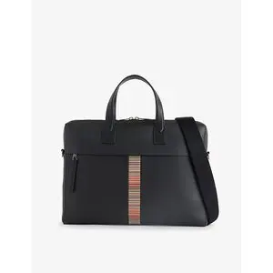 Paul Smith Signature Stripe Double-zip Leather Folio - Black