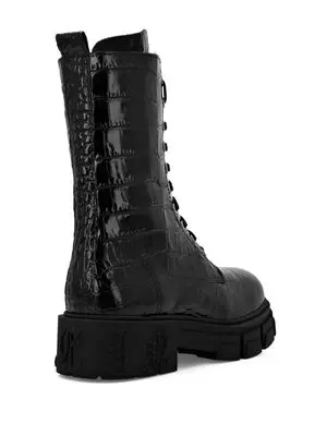 Philipp Plein Croc-effect Leather Combat Boots