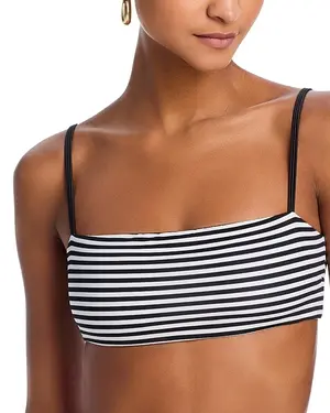 Aqua Square Neck Bikini Top - Black Stripe