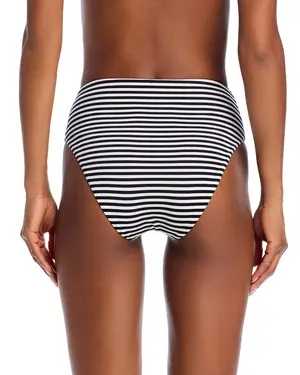 Aqua Striped High Waist Bikini Bottom