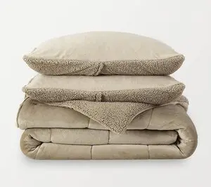 BERKSHIRE BLANKET Berkshire Reversible Velvetloft Sherpa Comforte R Set King - One-color