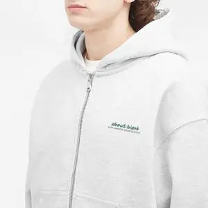 ABOUT:BLANK Zev Zip Hoodie - Grey Marl/epsom Green