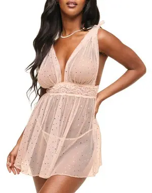 ADORE ME Novah Babydoll & G-string Set Lingerie - Light Beige