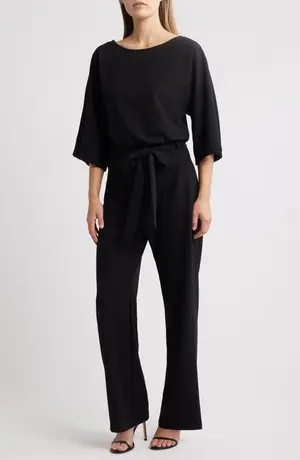 NIKKI LUND Joycelyn Flare Sleeve Tie Waist Jumpsuit - Black