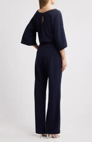 NIKKI LUND Joycelyn Flare Sleeve Tie Waist Jumpsuit - Navy