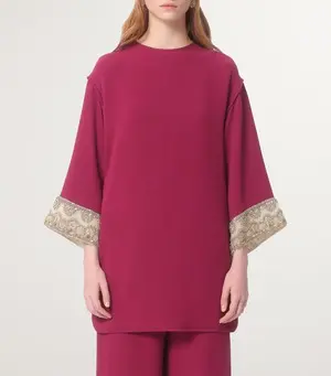 Valentino Garavani Silk Embroidered Kaftan Top