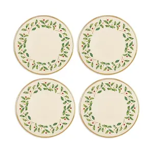 LENOX Holiday Dinnerware Dinner Plates, Set Of 4 - Ivory